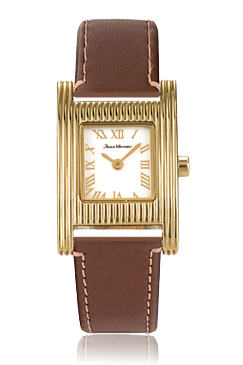 Relógio Jean Vernier JV01542B Pulseira Couro Marrom